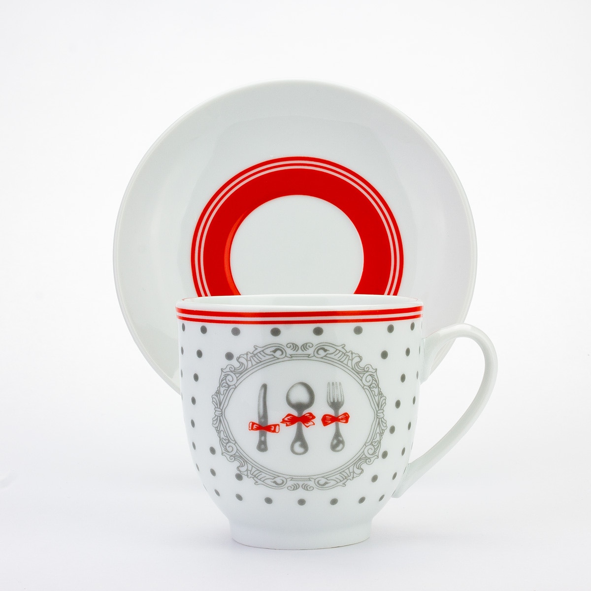 Set cesti de cafea MALOOKI, 6 cesti+ 6 farfurioare, desen cu vesela ...