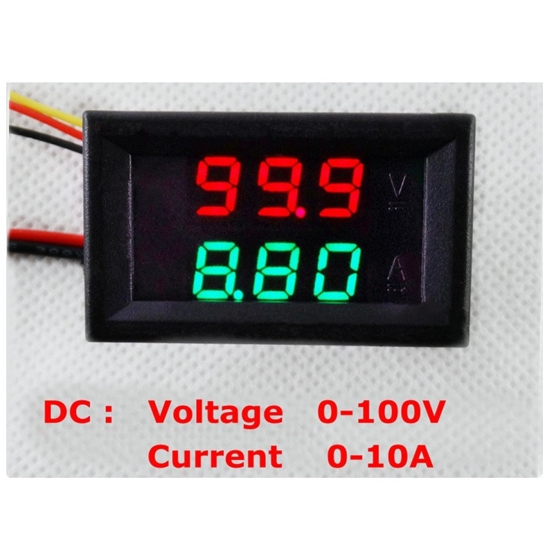 Voltmetru si Ampermetru digital 100 V 10 A rosu - verde - shunt ( sunt ...