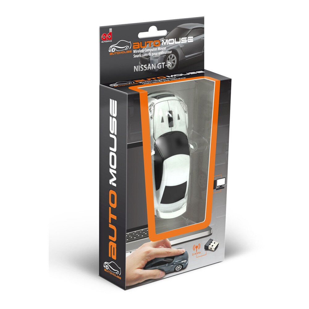 Mouse wireless AutoDrive Nissan GT-R, 2,4 GHz, Alb - eMAG.ro