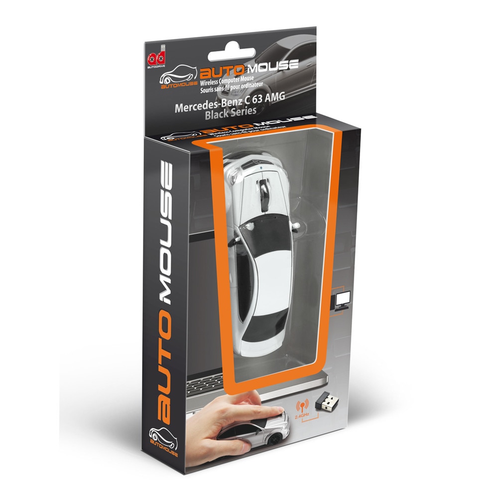 Mouse wireless AutoDrive model Mercedes-Benz C63 AMG Coupe, Alb - eMAG.ro