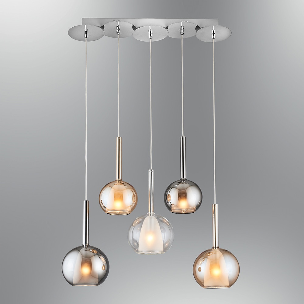 Lustra Elumina cu 5 abajururi din sticla, mixt, 63x120 cm - eMAG.ro