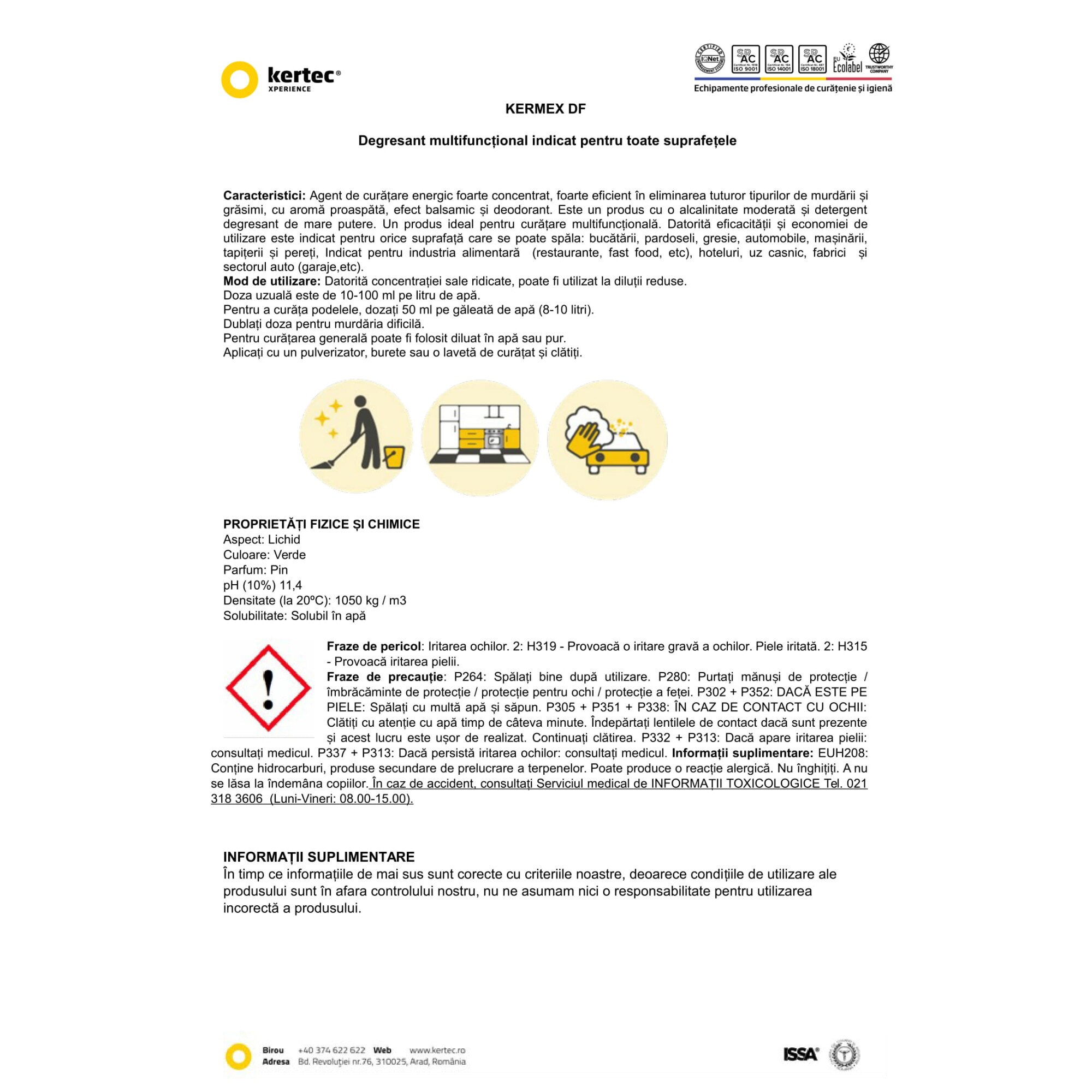 Degresant alcalin,KERMEX DF, Kertec Xperience, universal, indicat ...