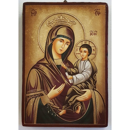 Икона Богородица рисувана върху дърво 142, Opait Crafts, 32x22cm - eMAG.bg