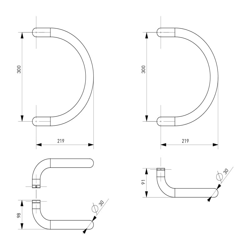 Maner tragator dublu, Medos, oval, din inox, interax 300mm - eMAG.ro
