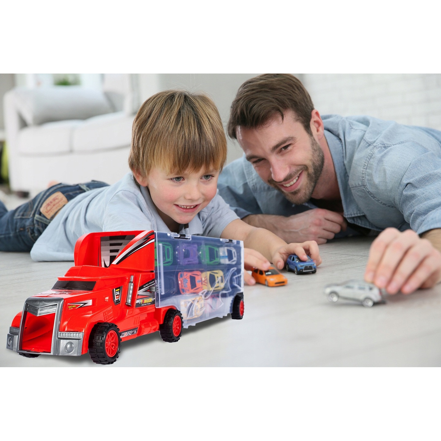 Camion cu 10 MASINUTE Metalice IDL, DOUBLE DUSTY, Echipat cu 6 Roti ...