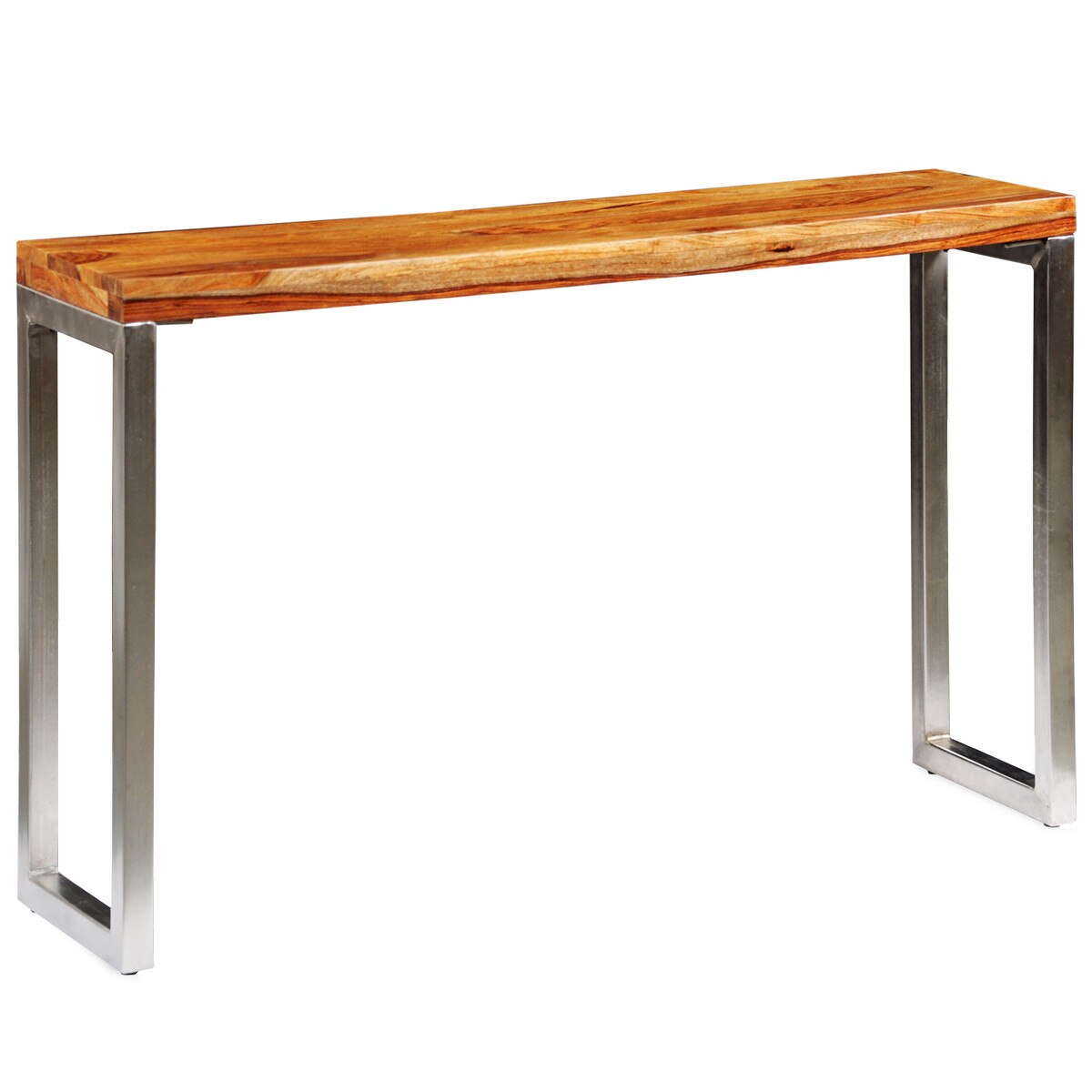 Masa consola VidaXL din lemn masiv de sheesham cu picioare din otel ...