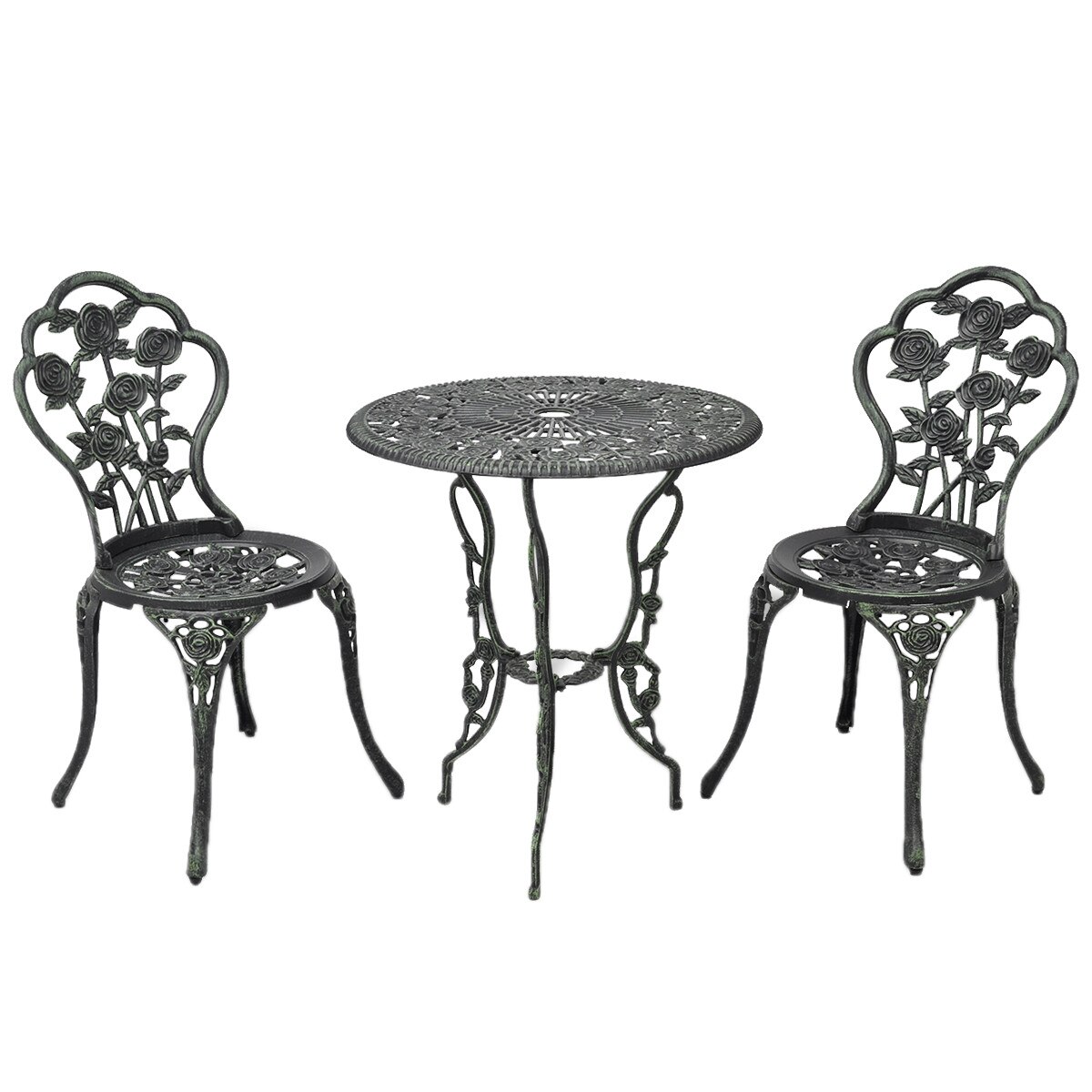 Set Mobila gradina 3 piese, tip bistro, vidaXL, Aluminiu, Verde - eMAG.ro