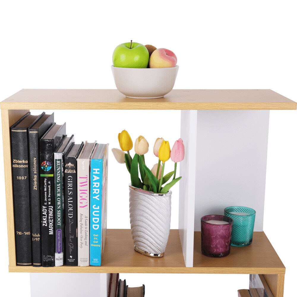 Etajera/Raft, pin/alb,108x60x24 cm,ideala pentru living/birou/hol ...