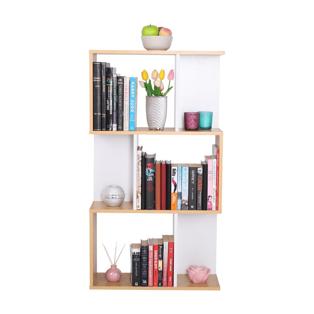 Etajera/Raft, pin/alb,108x60x24 cm,ideala pentru living/birou/hol ...