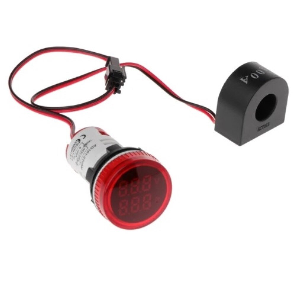 Voltmetru-ampermetru, digital, 50-500Vca, 0-100A, trafo curent, rosu ...