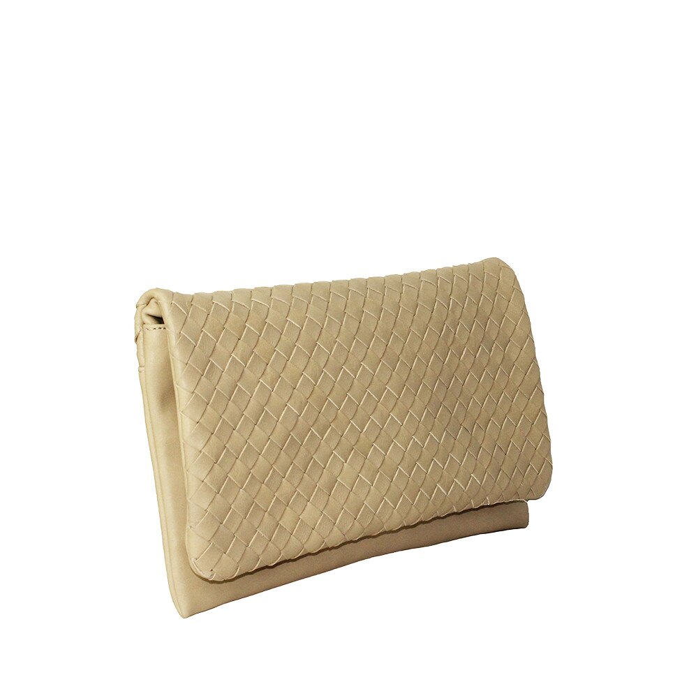 Geanta plic din piele naturala impletita manual, Dellaconte, Bej 8446 ...