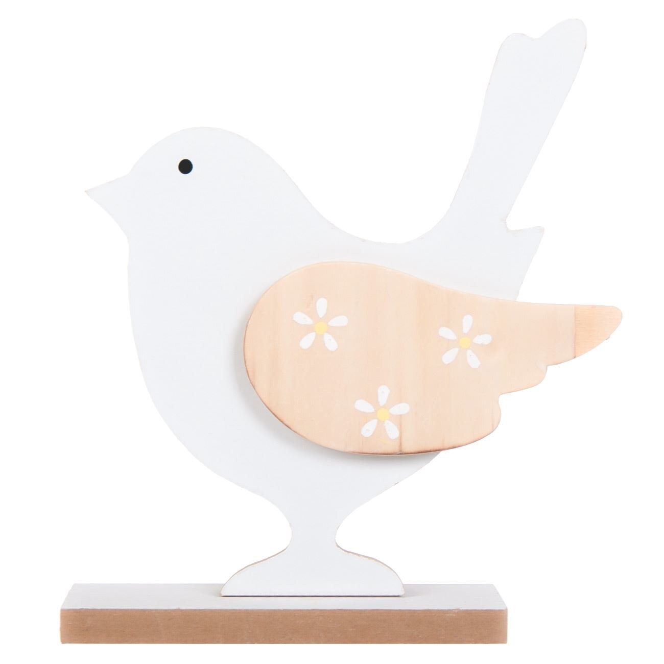 Pasare decorativa alba de lemn, DecorCasa, 15 x 16 cm - eMAG.ro