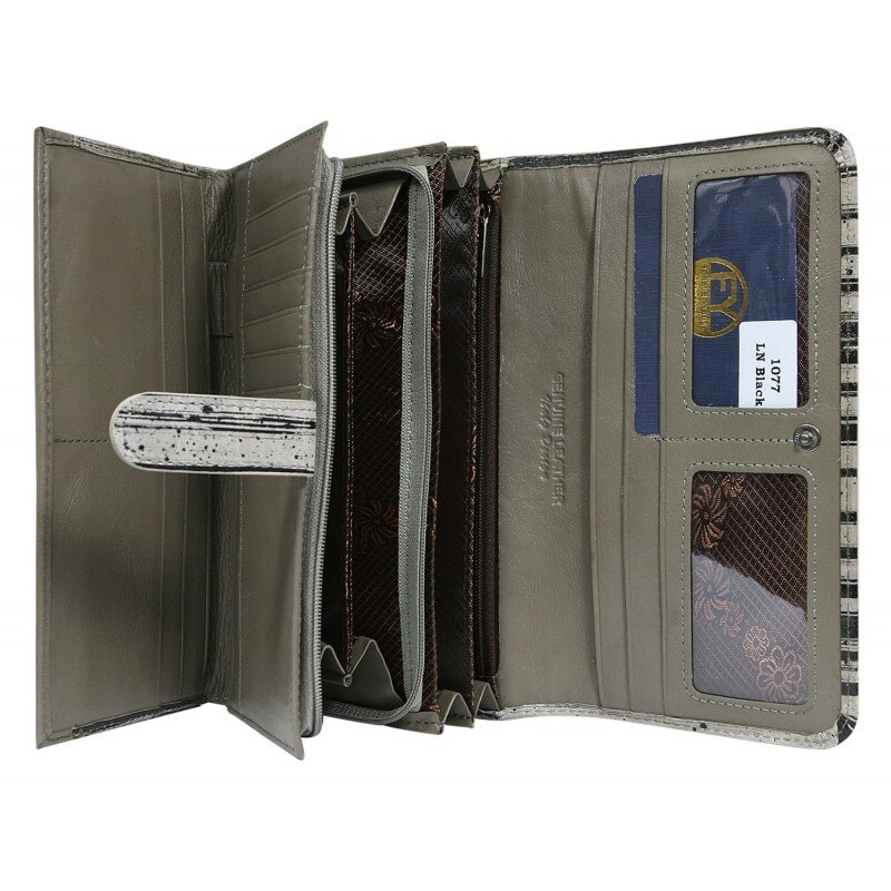 Portofel Forever Young, PORT620, Gri, Piele naturala, 19 x 10 x 3,5 cm ...