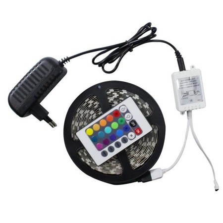 Kit banda led RGB Flag Light, Cu adaptor si controler, 12V DC, 5 metri ...