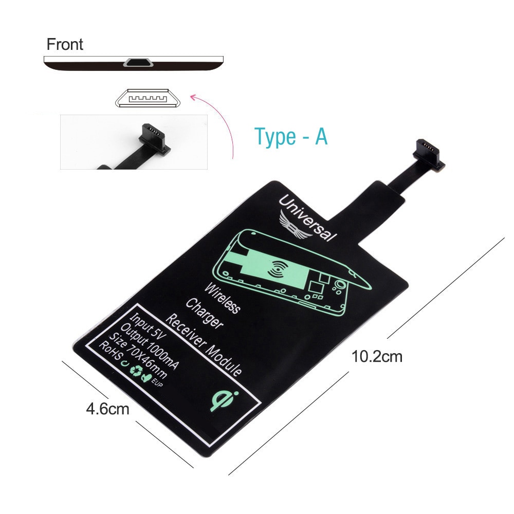 Incarcator Wireless, Emeszon ®, Qi Type - A Mini USB Android Receiver ...
