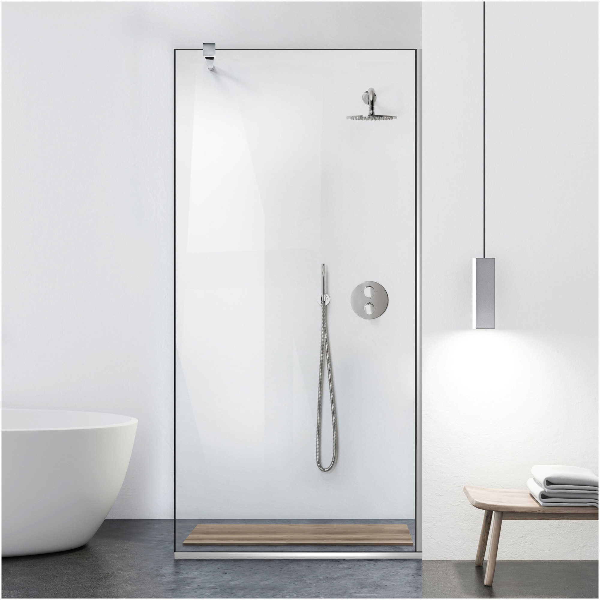 Paravan dus walk-in Aqua Class ® Inox, feronerie full inox, sticla ...