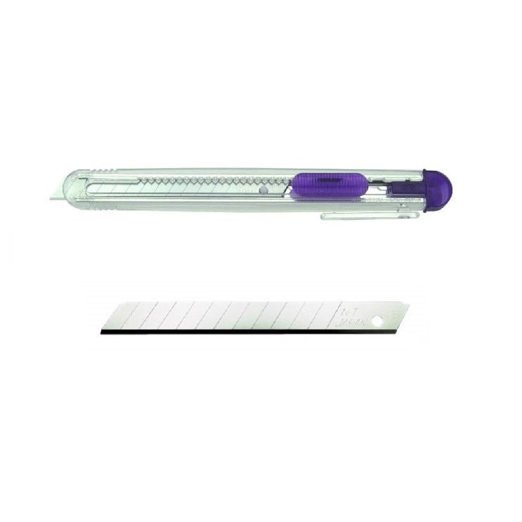 Set cutter/ cutit utilitar transparent-violet cu lama de 9mm + 10 lame de schimb, Nt Cutter ...