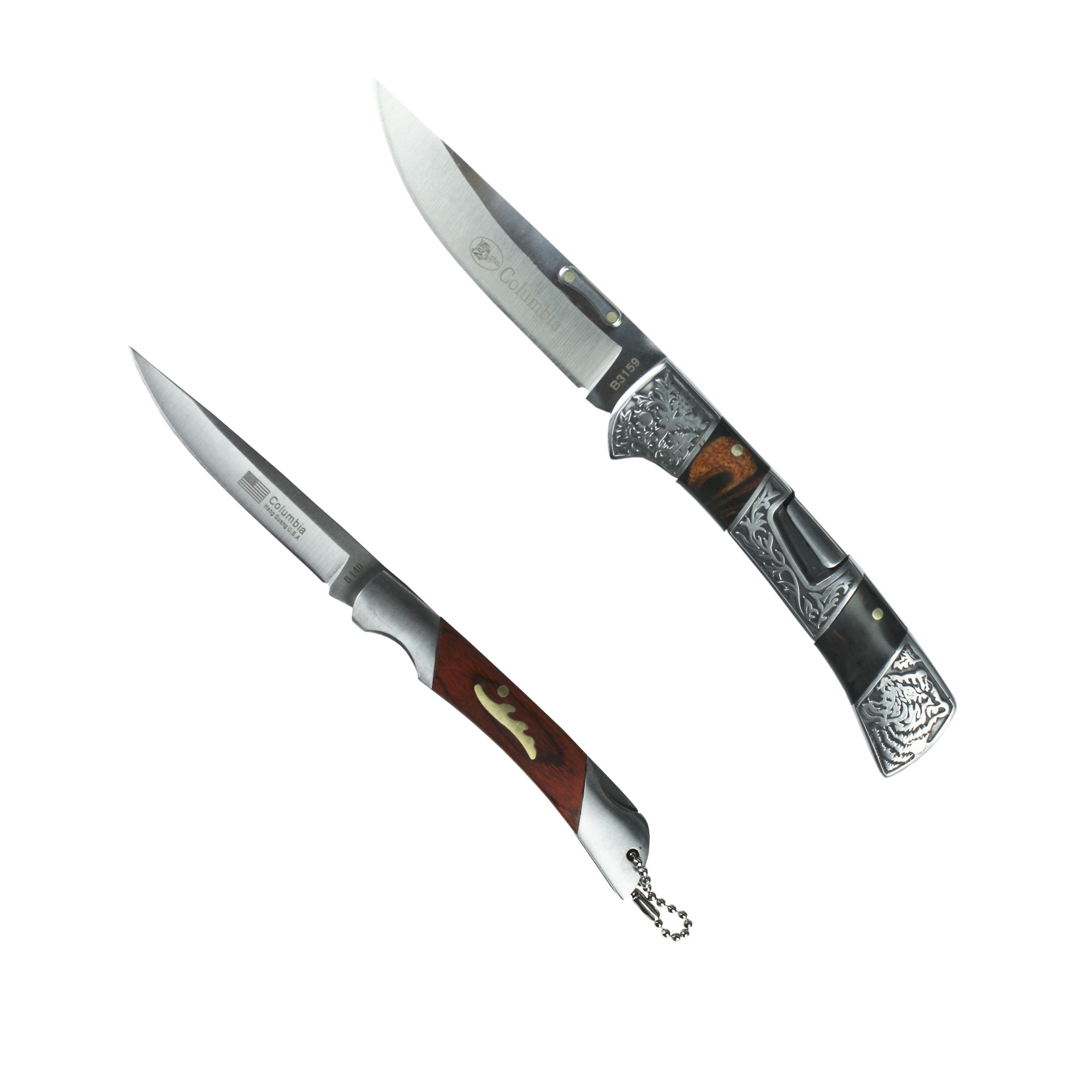 Set 2 x Briceag elegant de buzunar 18 cm, Briceag cu insertie maro 21.5 ...