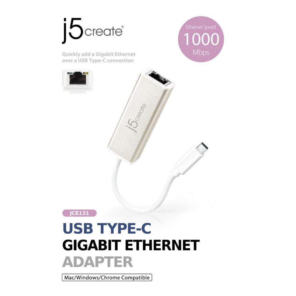 Adaptor placa de retea j5Create JCE131, Type USB-C 3.0, Gigabit ...