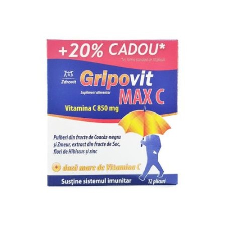 Gripovit MAX C, 12 plicuri, Zdrovit - eMAG.ro