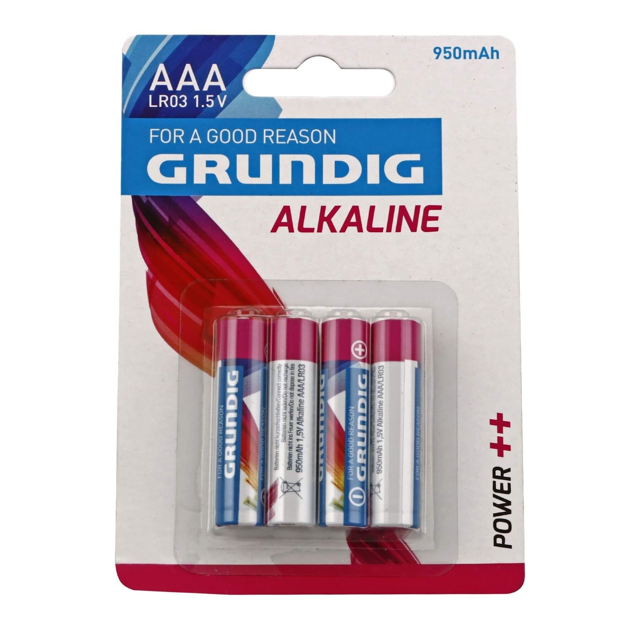 Set 4 baterii AAA LR03 alcaline Grundig, 1.5 V, 950mAh - eMAG.ro