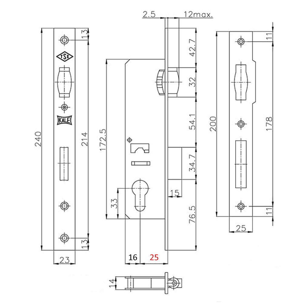 Broasca ingropata, Kale 155, tamplarie aluminiu, cu bila, backset 25mm ...