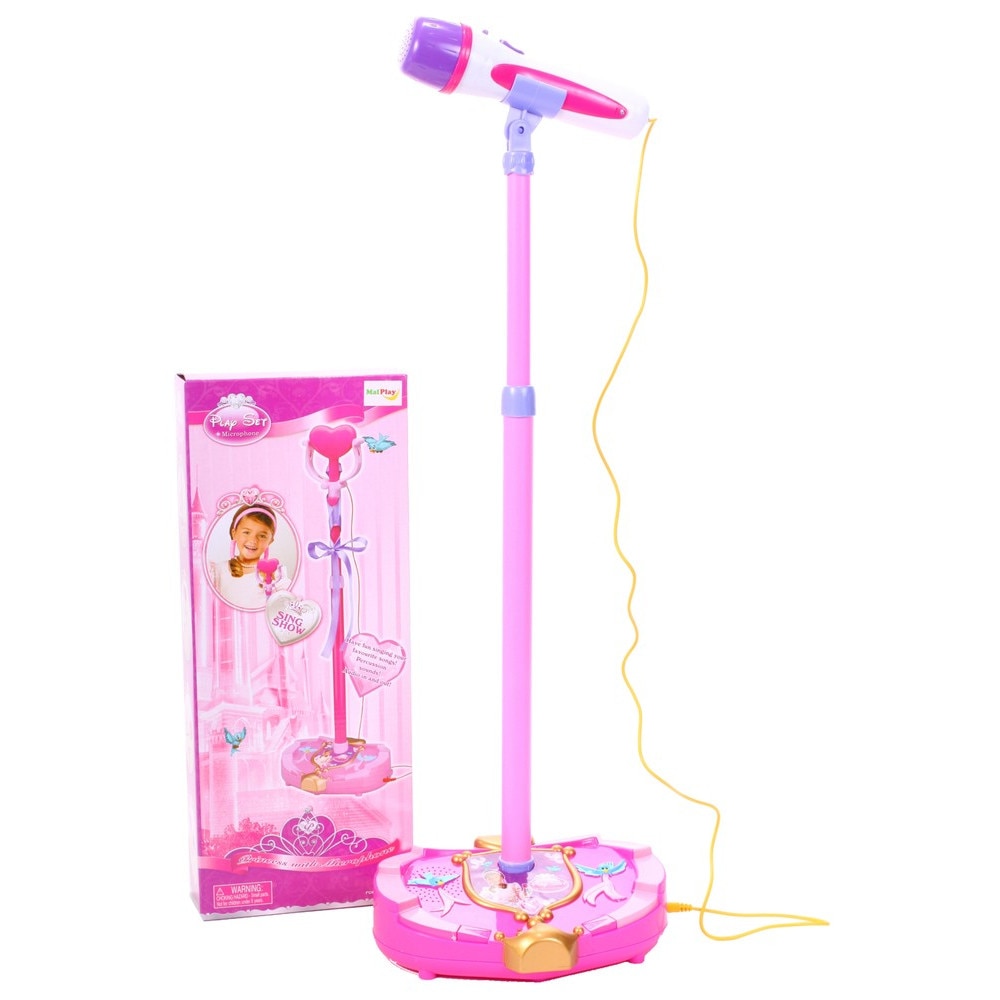 Microfon Roz, MalPlay, cu stativ reglabil si cu posibilitate de ...