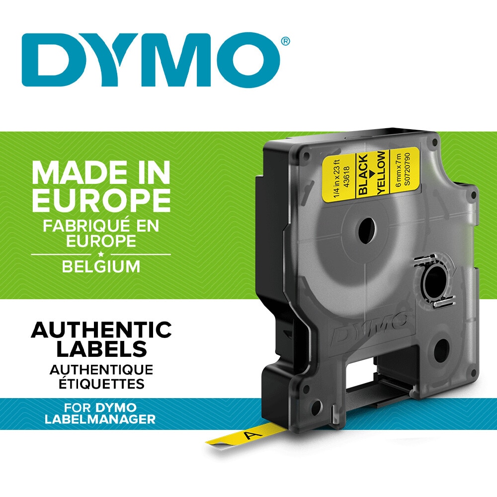 Etichete CD/DVD DYMO LabelManager D1 6mm x 7m negru/galben S0720790 ...