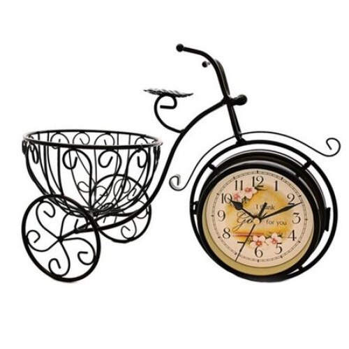 Ceas bicicleta cu suport flori, Doua cadrane, Maro, First Foto - eMAG.ro