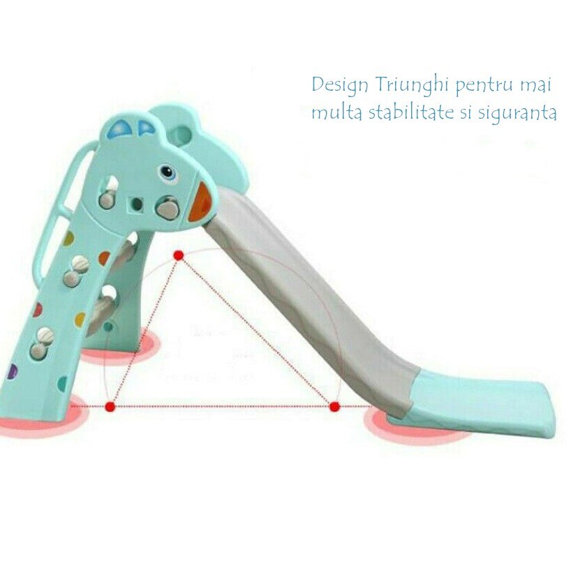 Tobogan copii, cu girafa, scari antialunecare, albastru, buz - eMAG.ro
