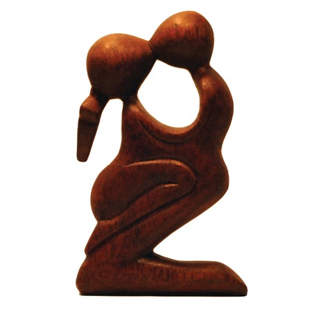 Statueta abstracta handmade, din lemn, maro, 114 mm - eMAG.ro