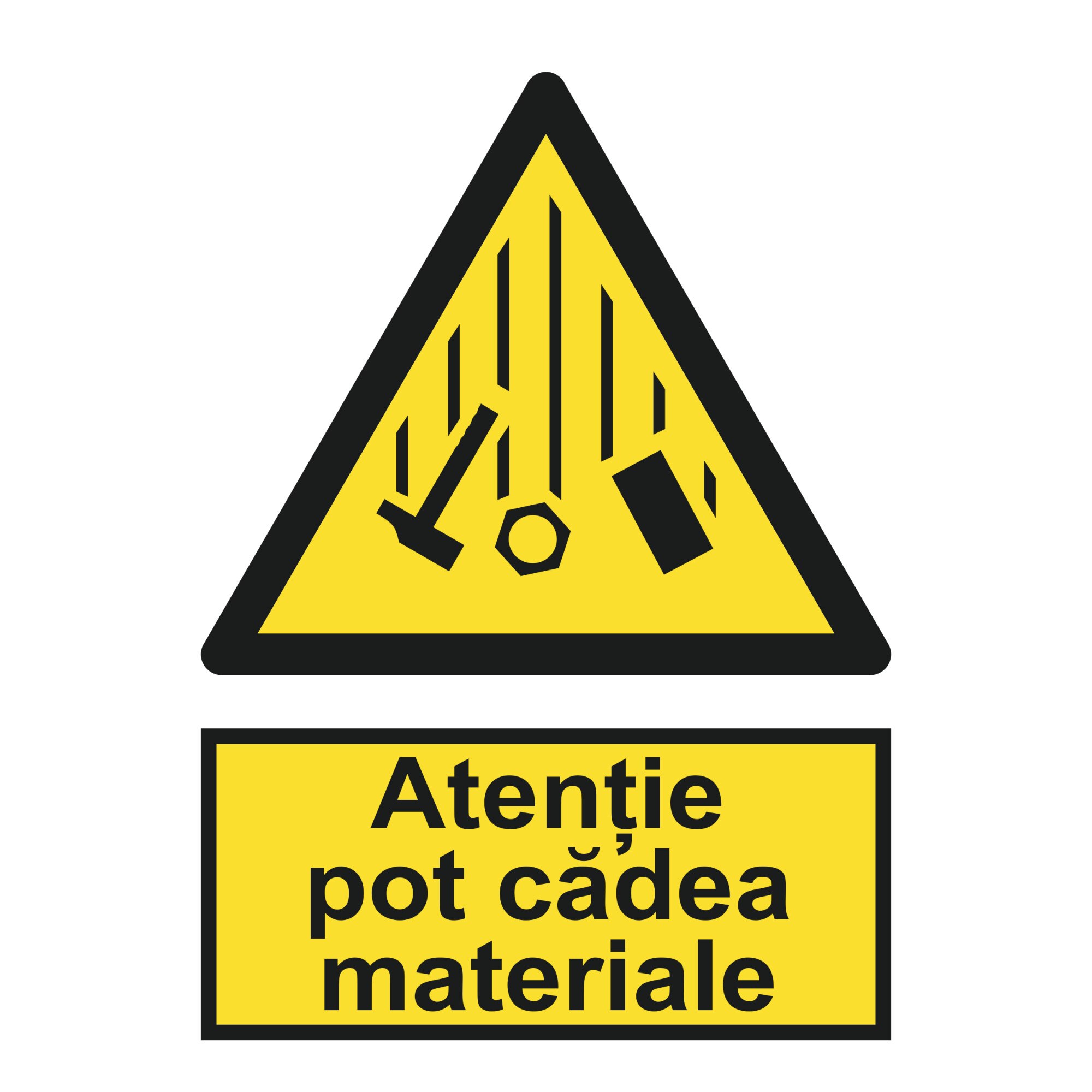 Indicator avertizare, "Atentie cad materiale", creative pixel, 15x20cm ...
