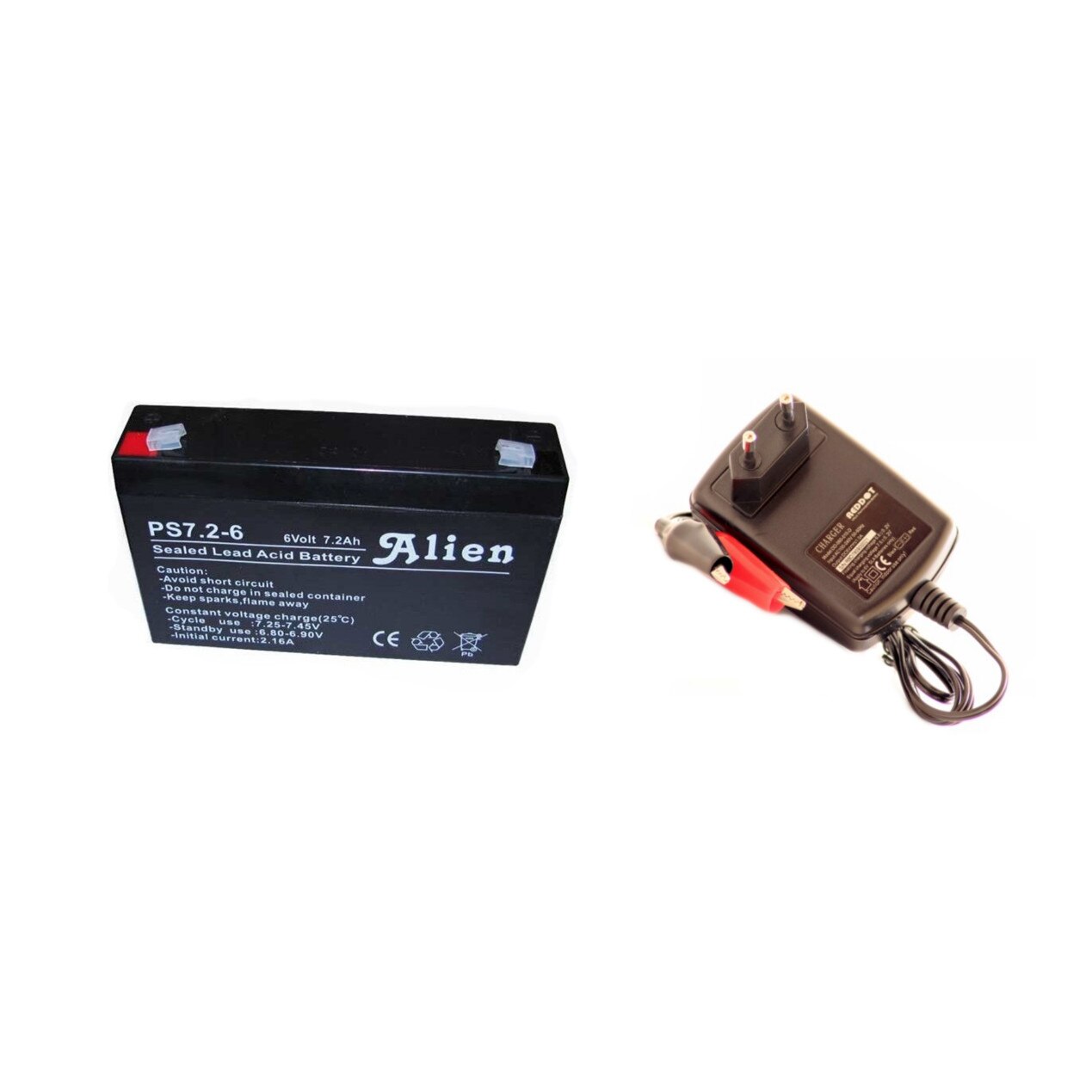 Set acumulator 6V 7.2Ah cu incarcator, 6V 1Ah Plumb Acid VRAL AGM Alien ...