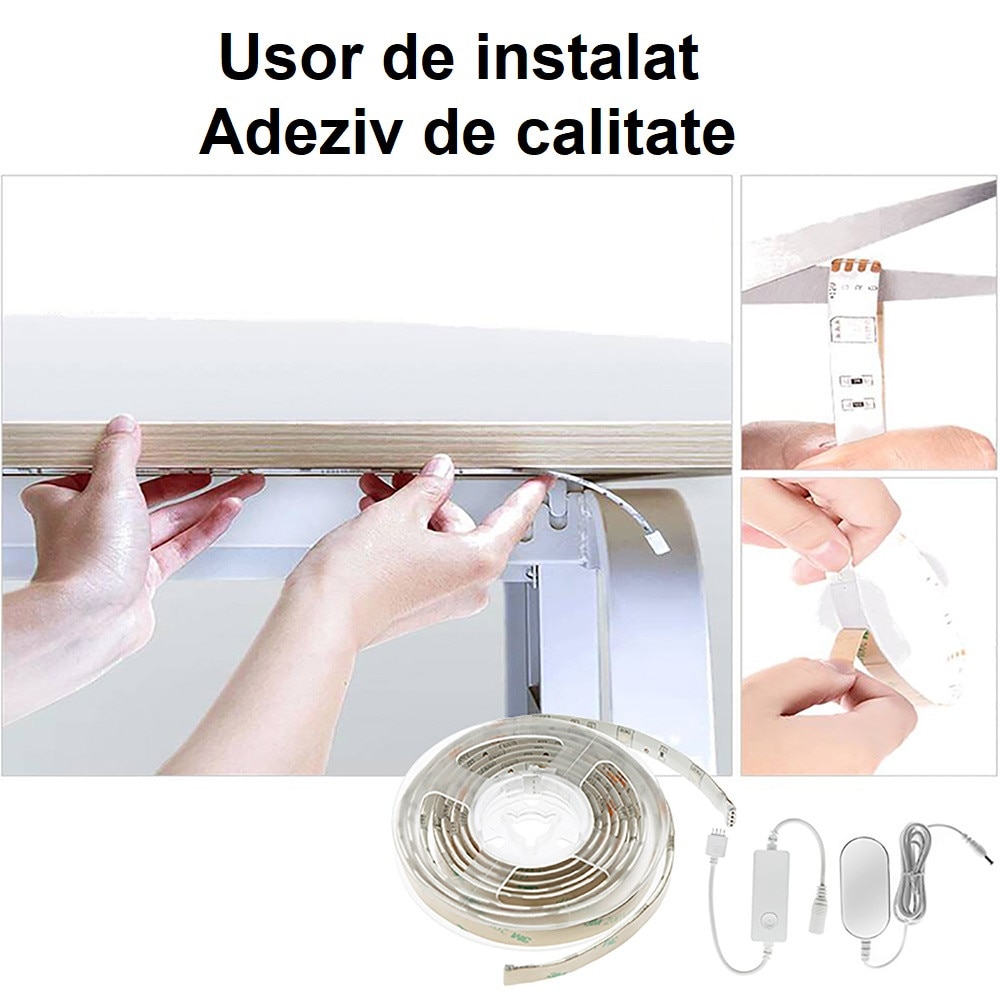 Kit Banda LED wireless Zonure WiFi RGB SMD5050 60 led-uri Premium - eMAG.ro