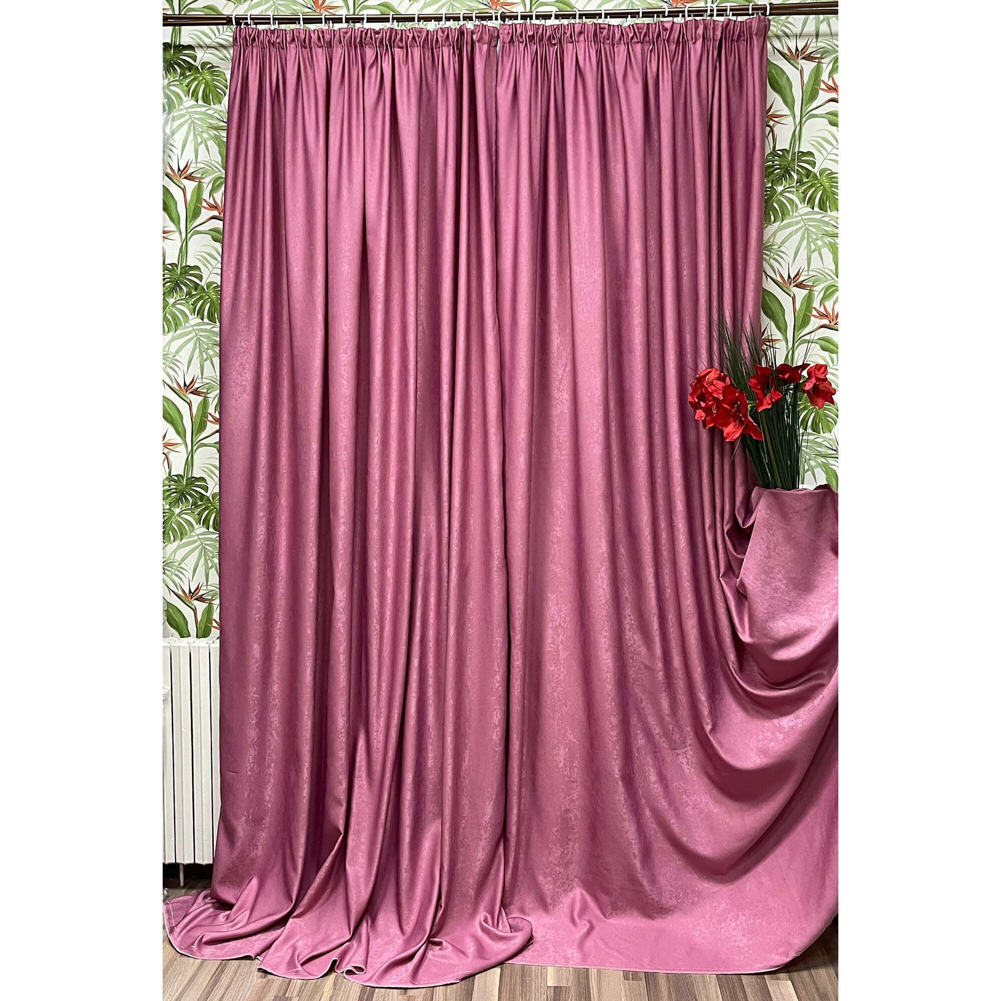 Set draperii semiopace, uni, culoare roz, colectia "Monocrom by Liz ...