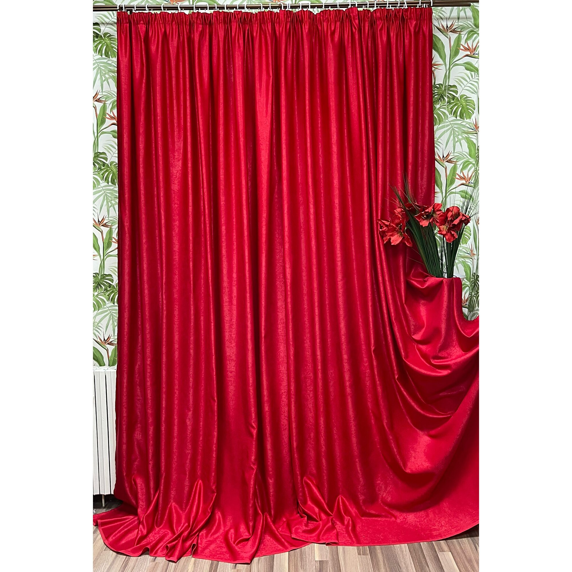 Set draperii semiopace, uni, culoare rosu, colectia "Monocrom by Liz ...