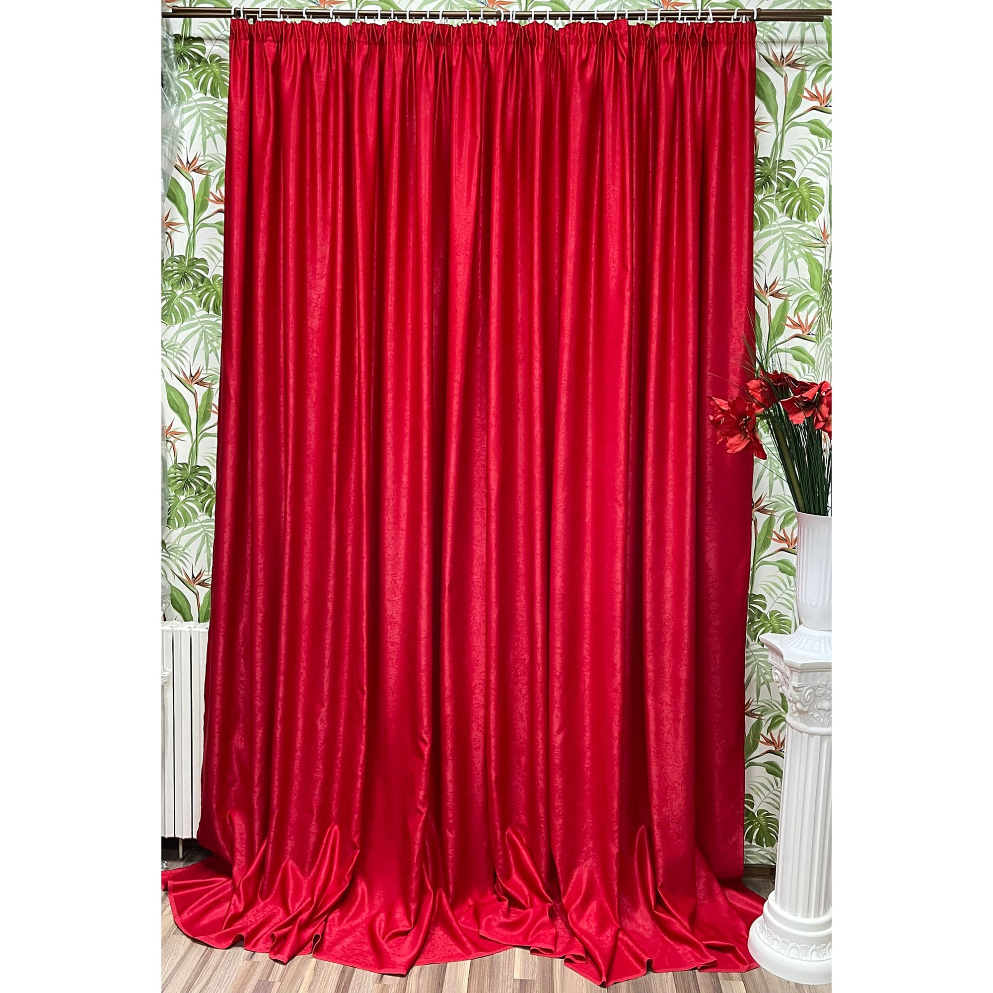 Set draperii semiopace, uni, culoare rosu, colectia "Monocrom by Liz ...