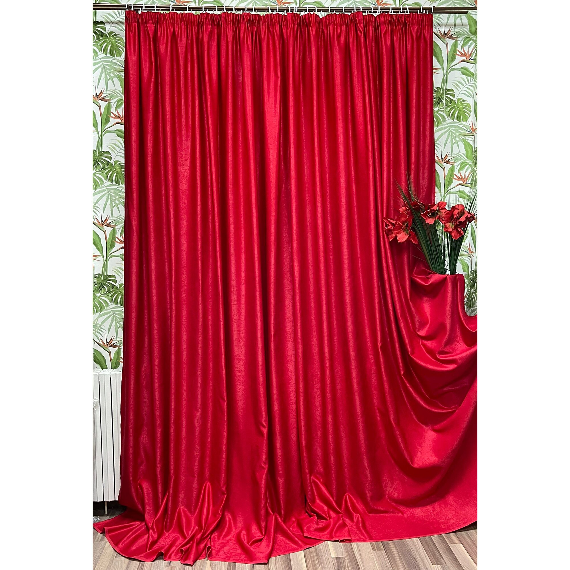 Set draperii semiopace, uni, culoare rosu, colectia "Monocrom by Liz ...