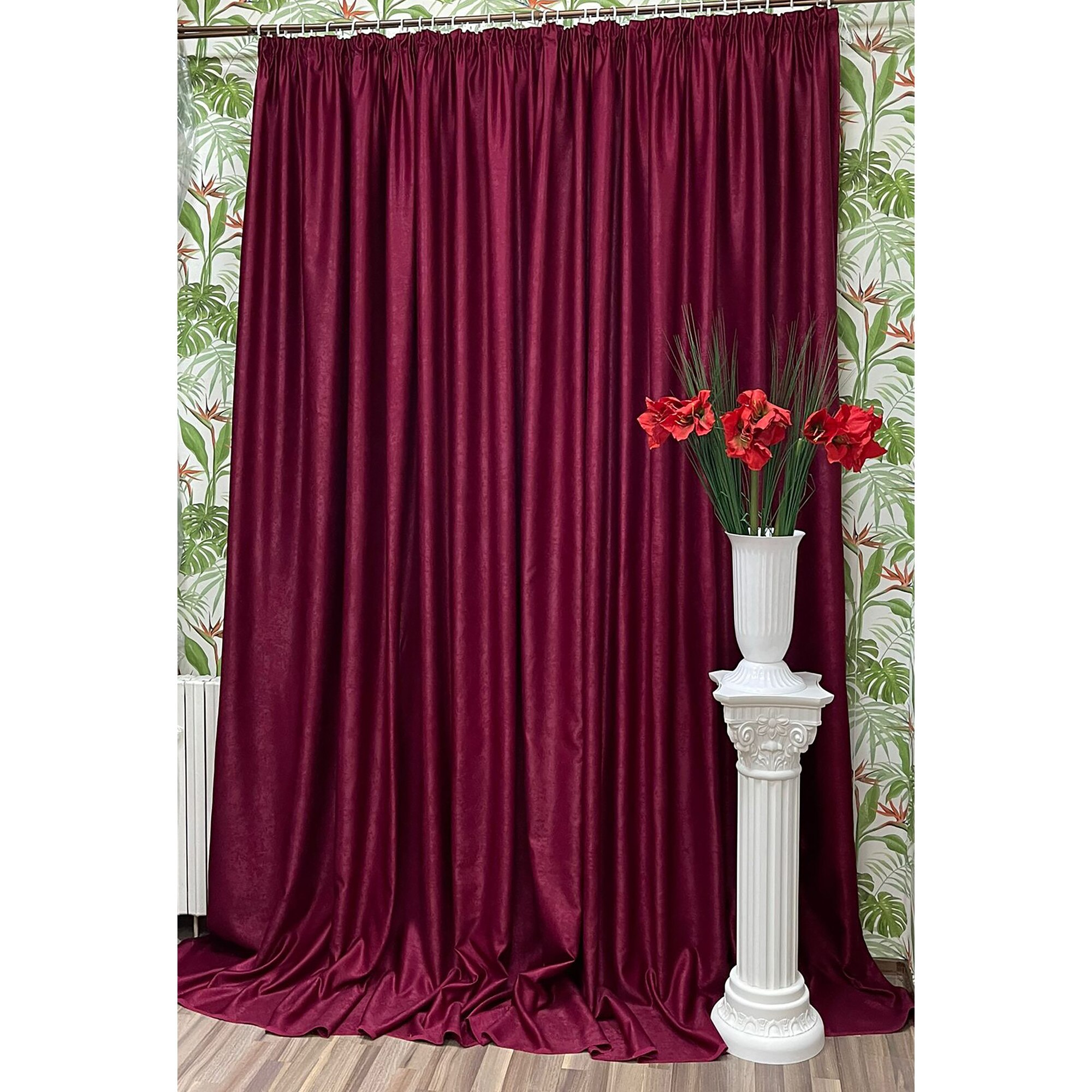 Set draperii semiopace, uni, culoare visiniu, colectia "Monocrom by Liz ...