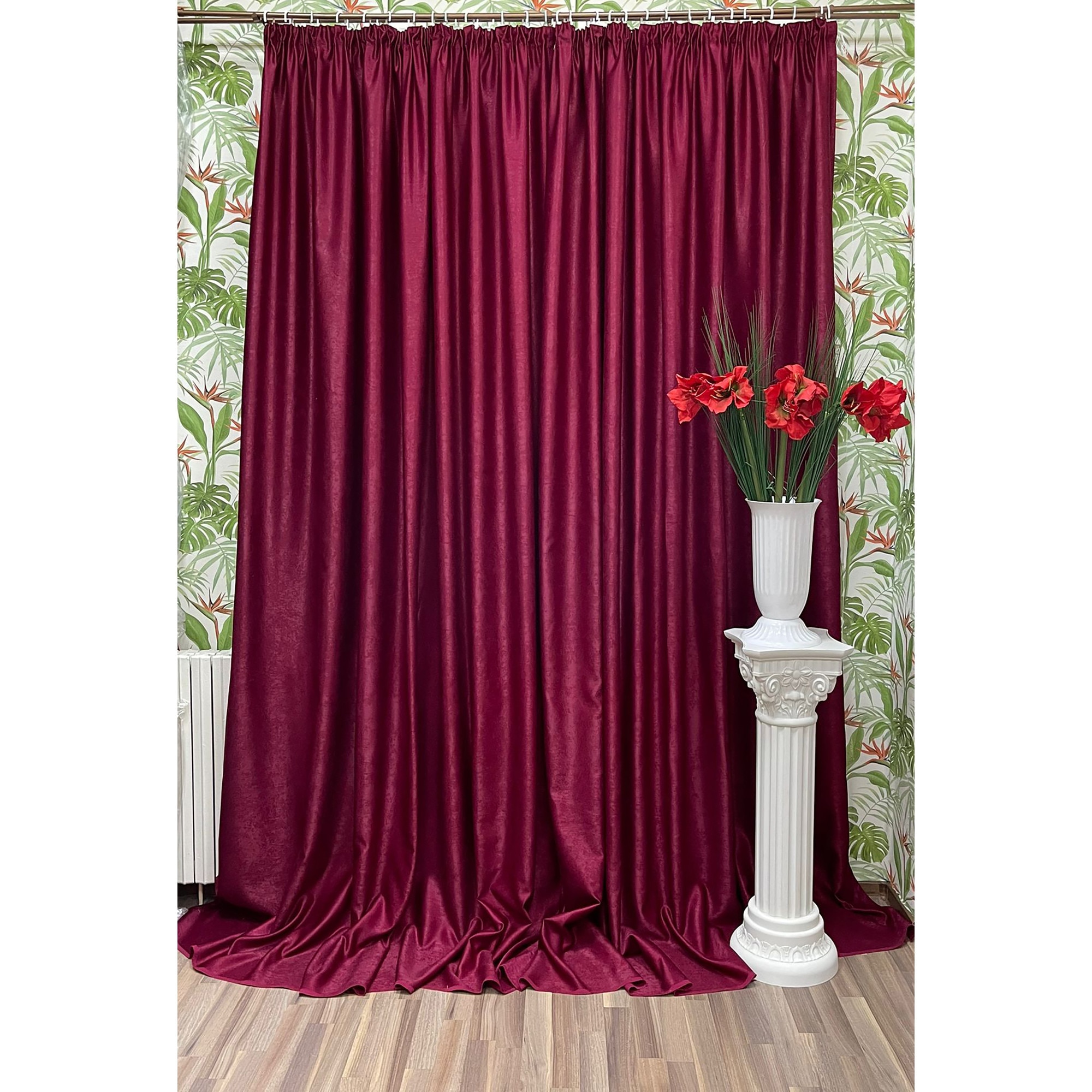 Set draperii semiopace, uni, culoare visiniu, colectia "Monocrom by Liz ...