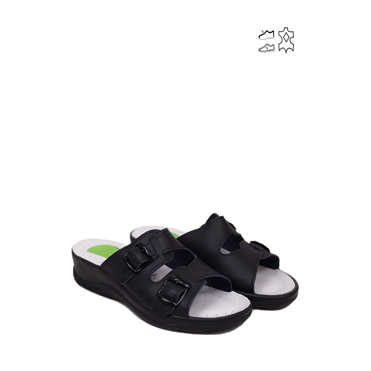 Saboti Medicali cu 2 catarame reglabile MARIBON din Piele cu Gel Negru ...