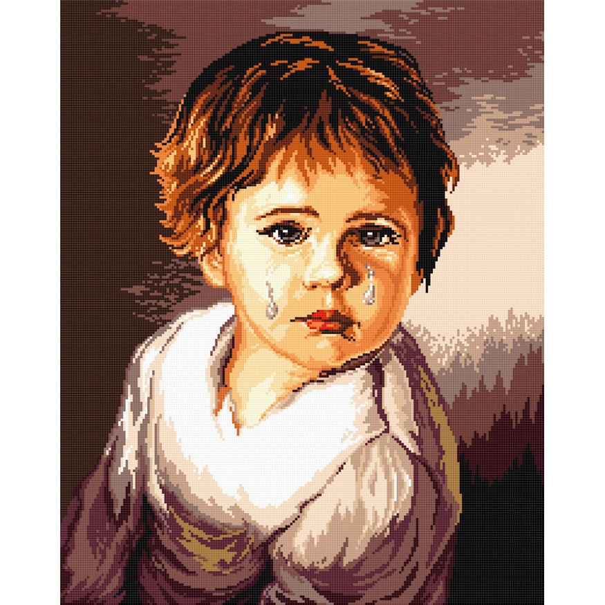 Goblen Portret de baiat, Hudemas, kit goblen cu diagrama alb negru, cu ...