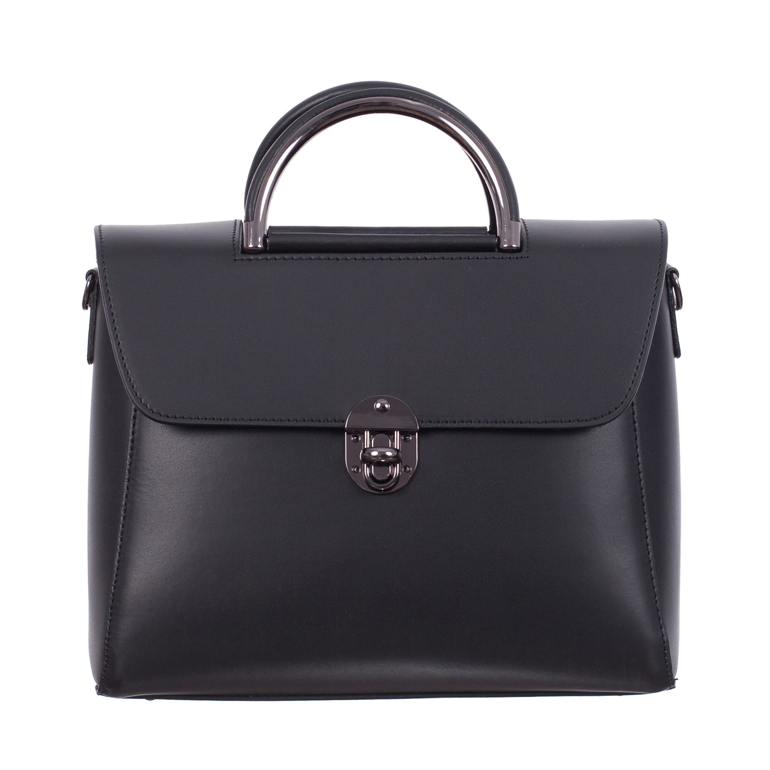 Geanta din piele naturala Azzura, 28x22x14 cm, negru - eMAG.ro