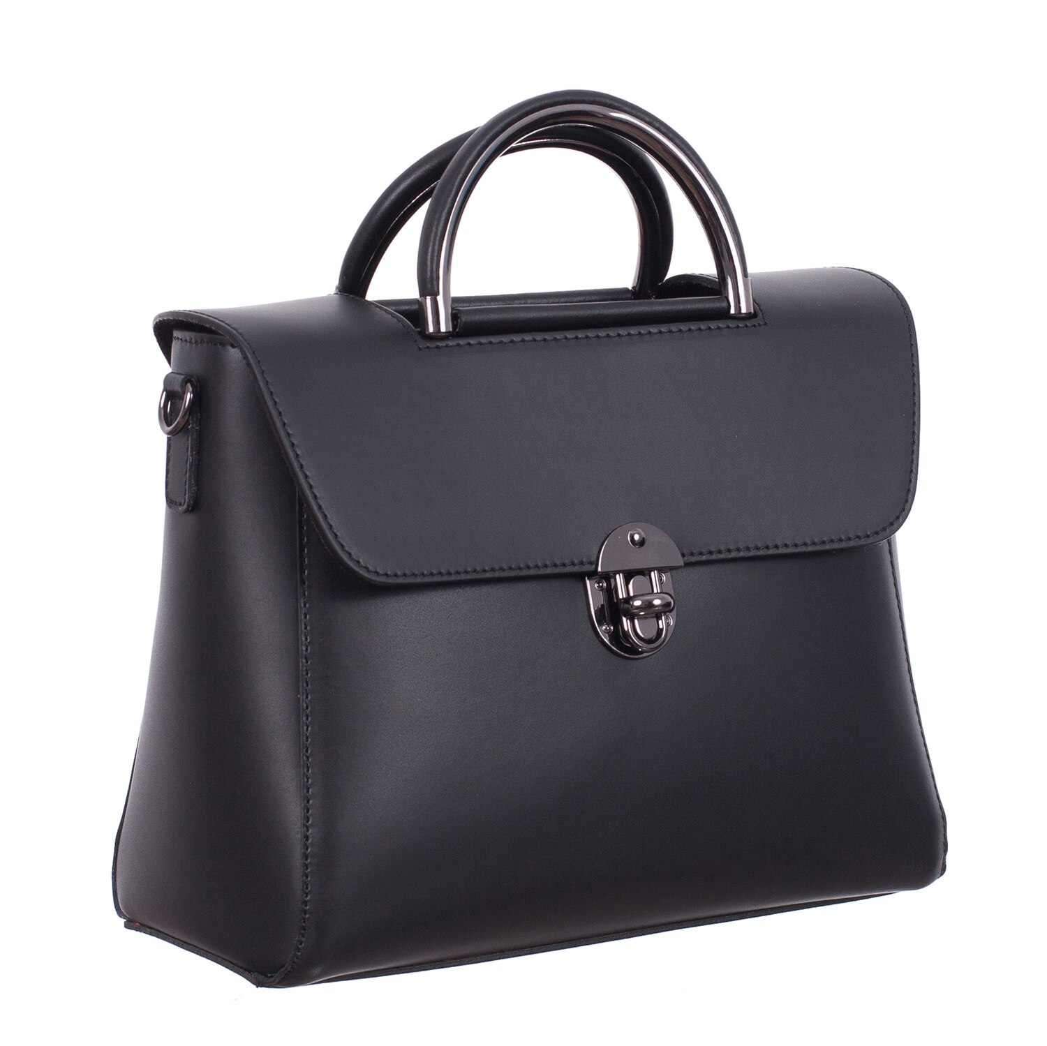 Geanta din piele naturala Azzura, 28x22x14 cm, negru - eMAG.ro