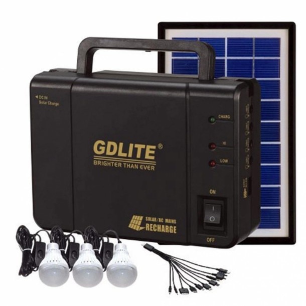 Kit solar portabil Gdlite GD-8006A, USB, 3 becuri, acumulator ...