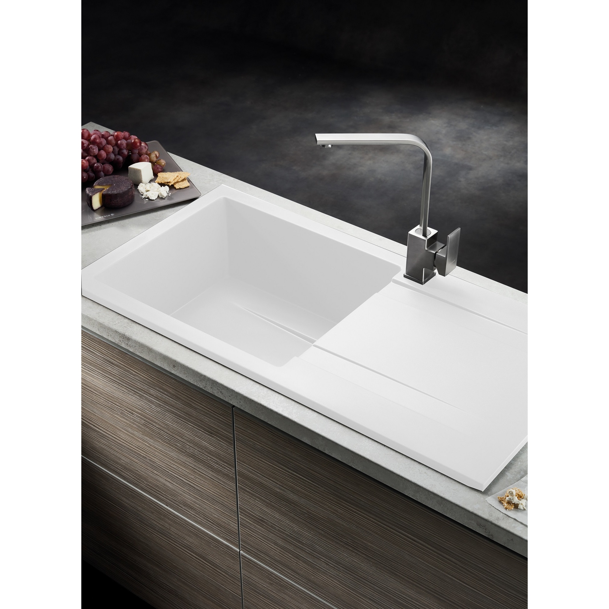 Chiuveta granit Pyramis KARTESIO 1160x500mm, 2 cuve si 1 picurator ...