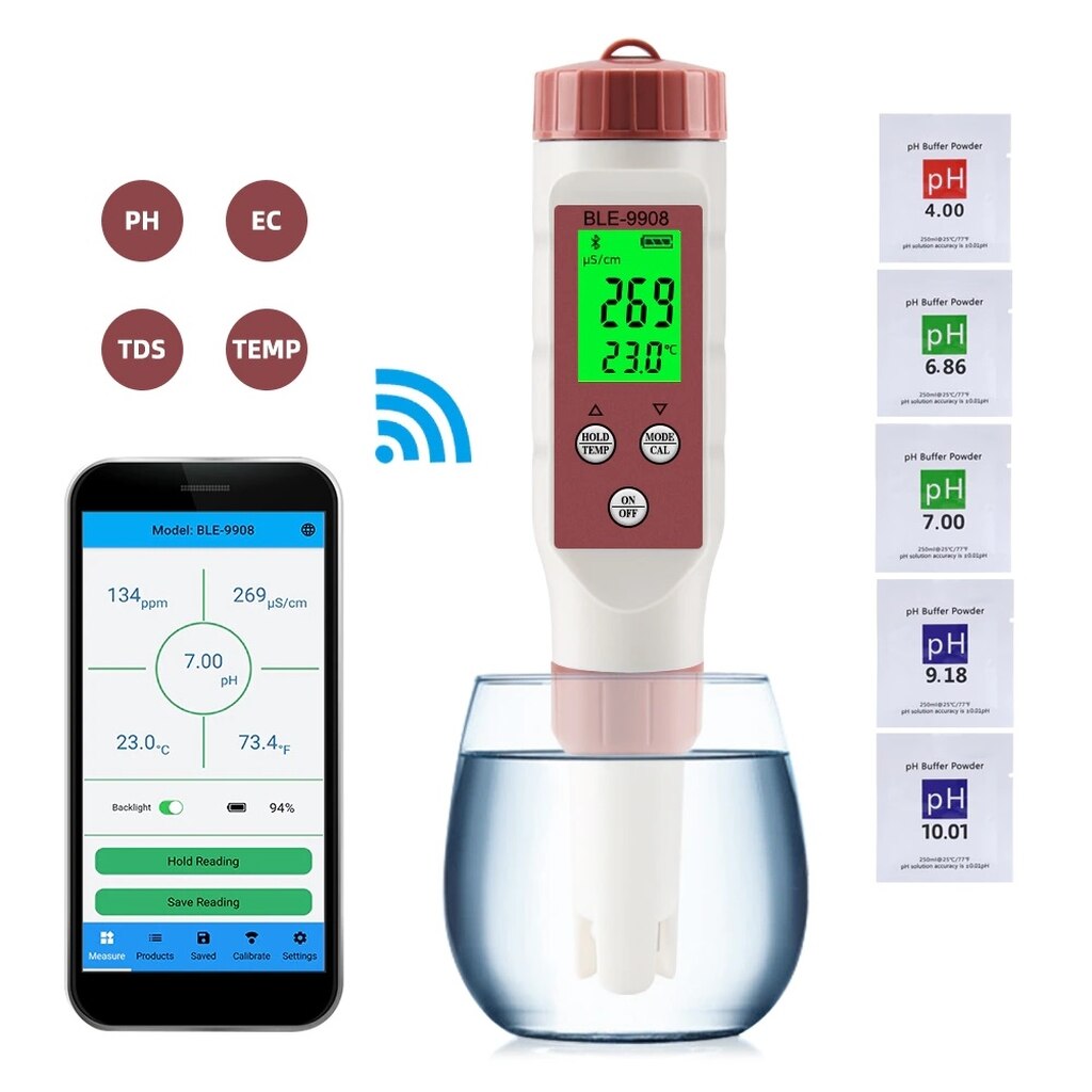 Aparat digital 4 in 1, BLE-9908 de masurat PH / TDS / EC / temperatura ...