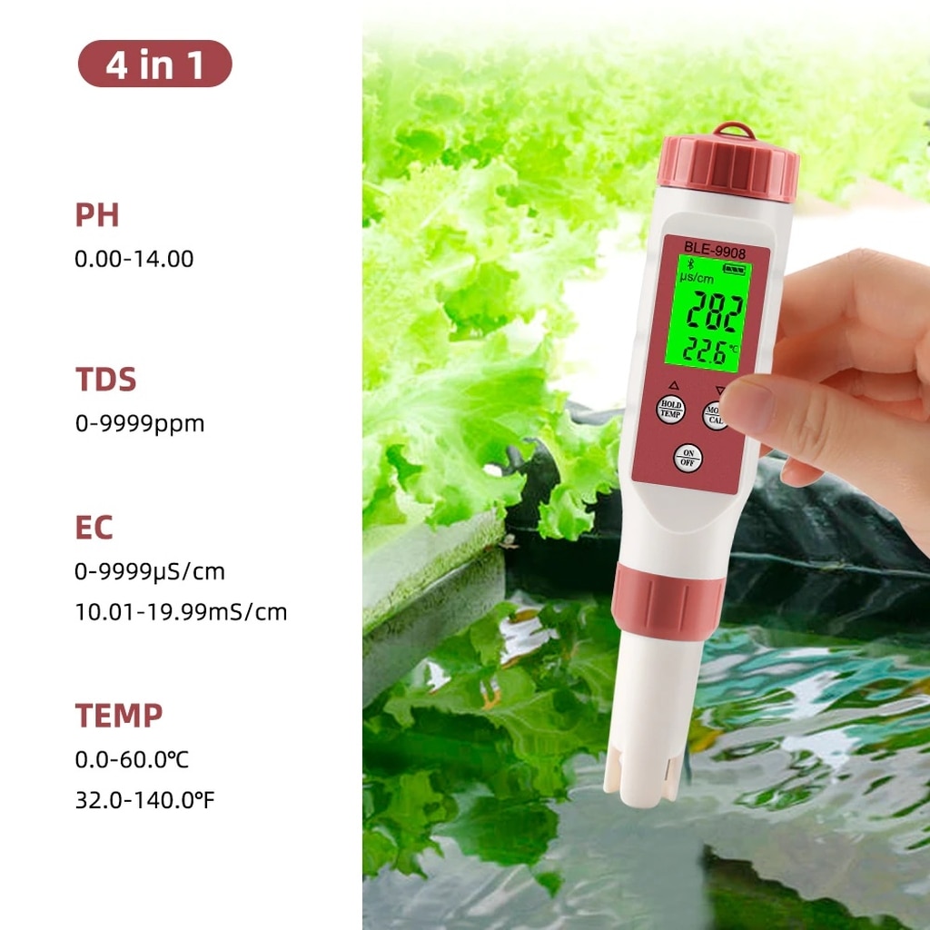 Aparat digital 4 in 1, BLE-9908 de masurat PH / TDS / EC / temperatura ...