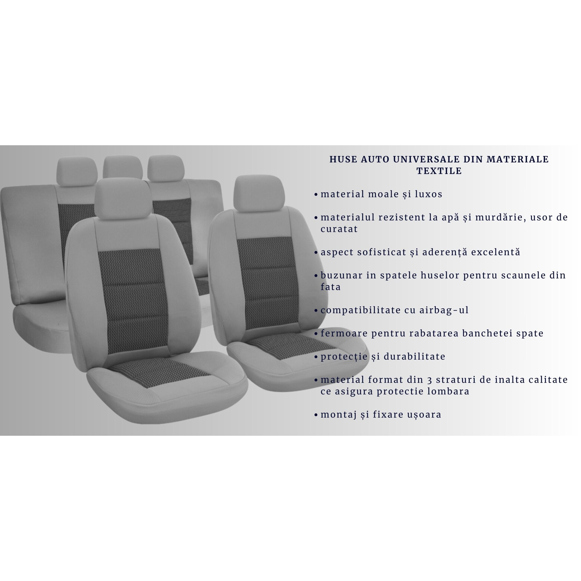 Set huse scaune auto Smartic®, Premium Lux M02, 11 piese, compatibile ...