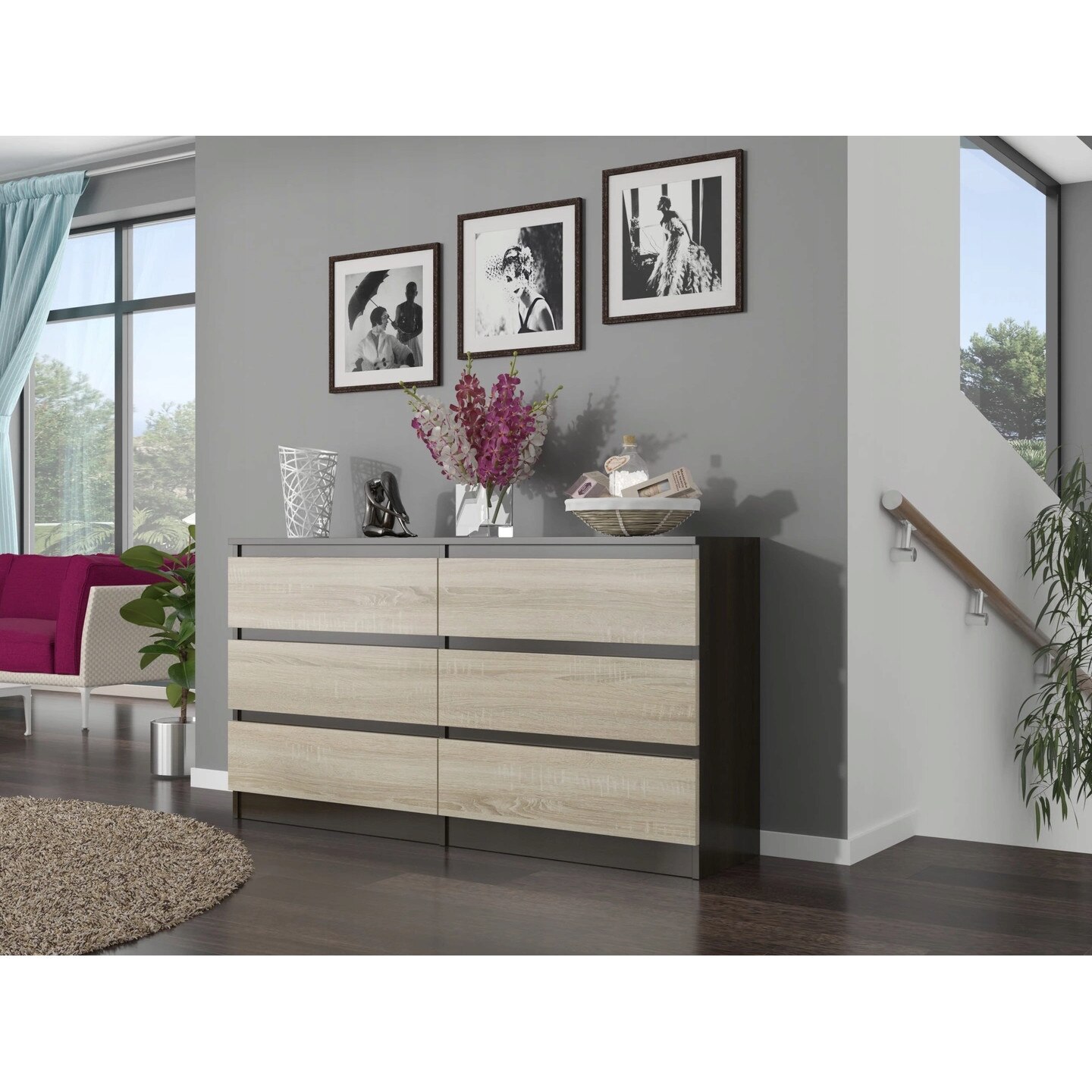 Comoda moderna, PVC, R-120 WENGE MIX SONOMA, 76x31x120 - eMAG.ro